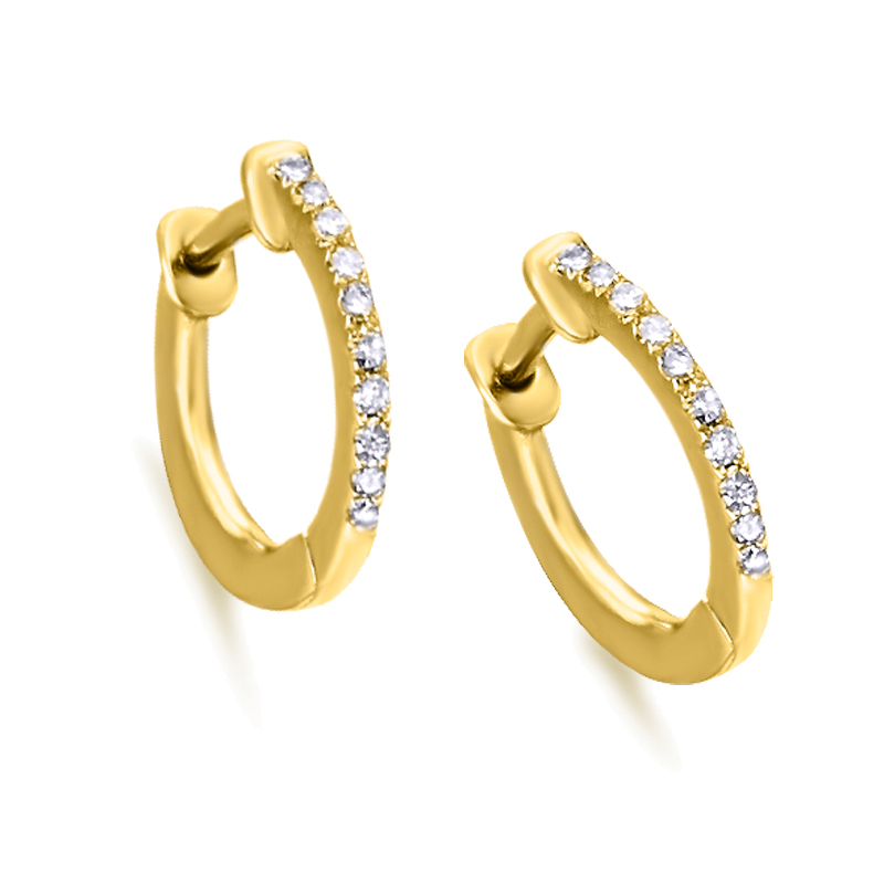 pendientes de aro con diamantes|aros de oro amarillo con diamantes ...
